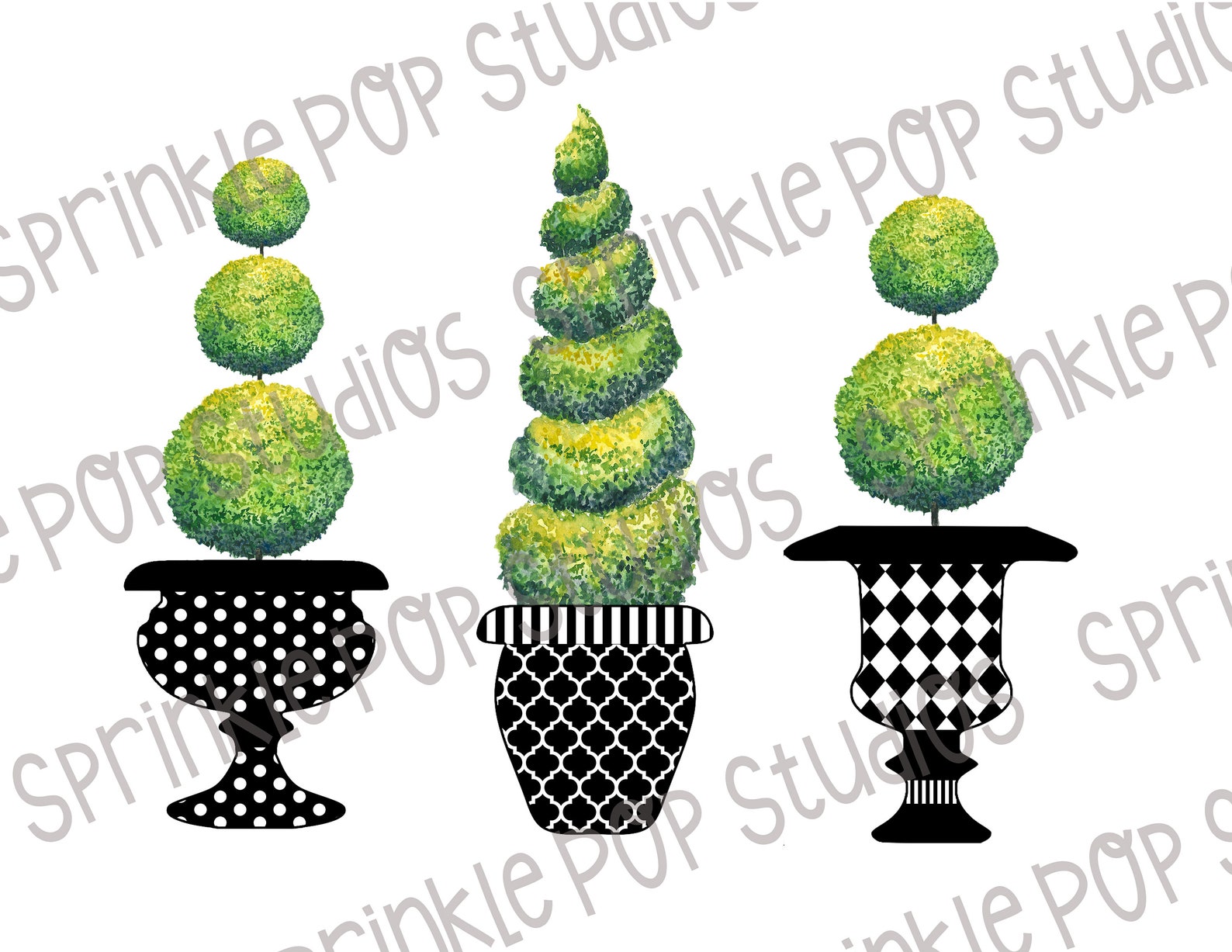 Black and White Topiaries ~ Sublimation Design Template ~ Farmhouse ...