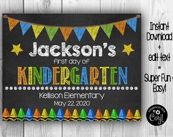 EDITABLE First Day of School Chalkboard Sign Poster No | Etsy