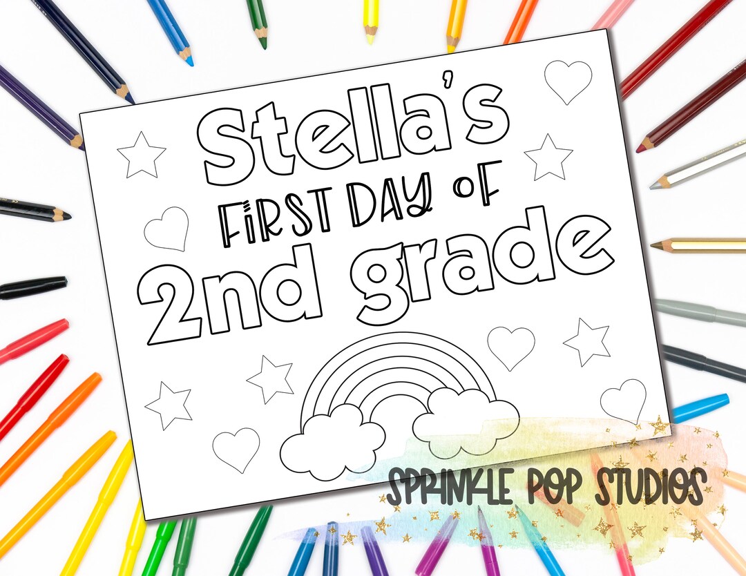 Personalized Coloring Page ~ First Day of School Rainbow ~ Custom ...