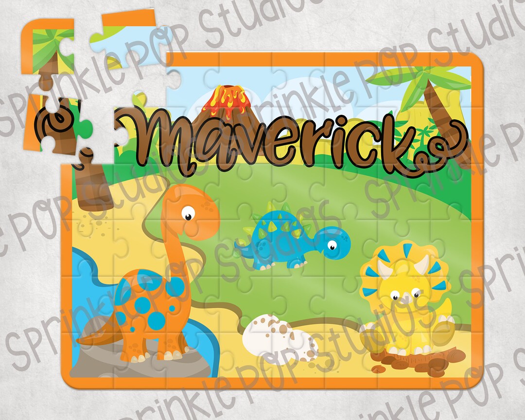 Dinosaur Puzzle Sublimation Design Template ~ Dinos ~ Custom Puzzle ...