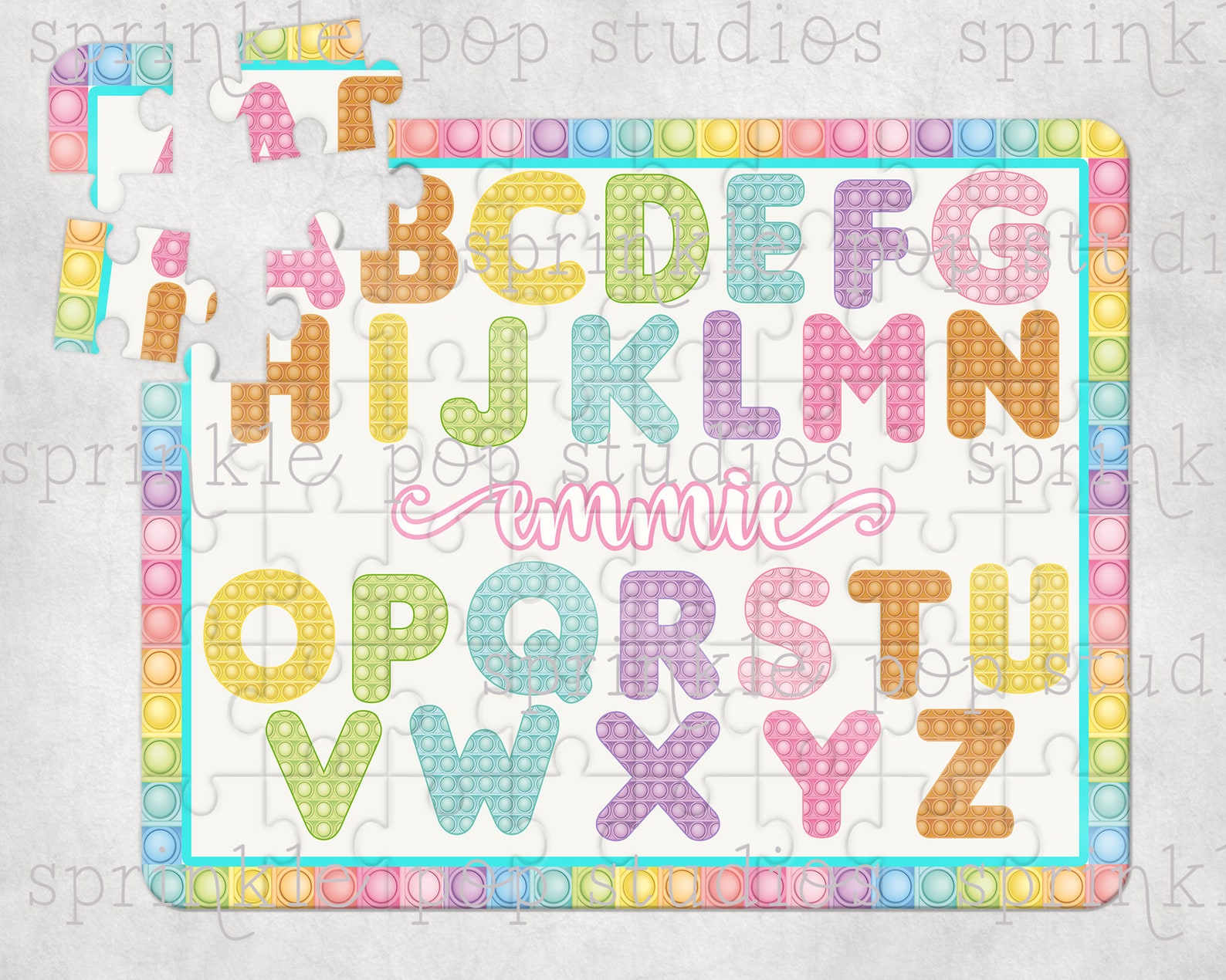 Pastel Rainbow Pop It Alphabet Sublimation Design Template ~ ABC ...