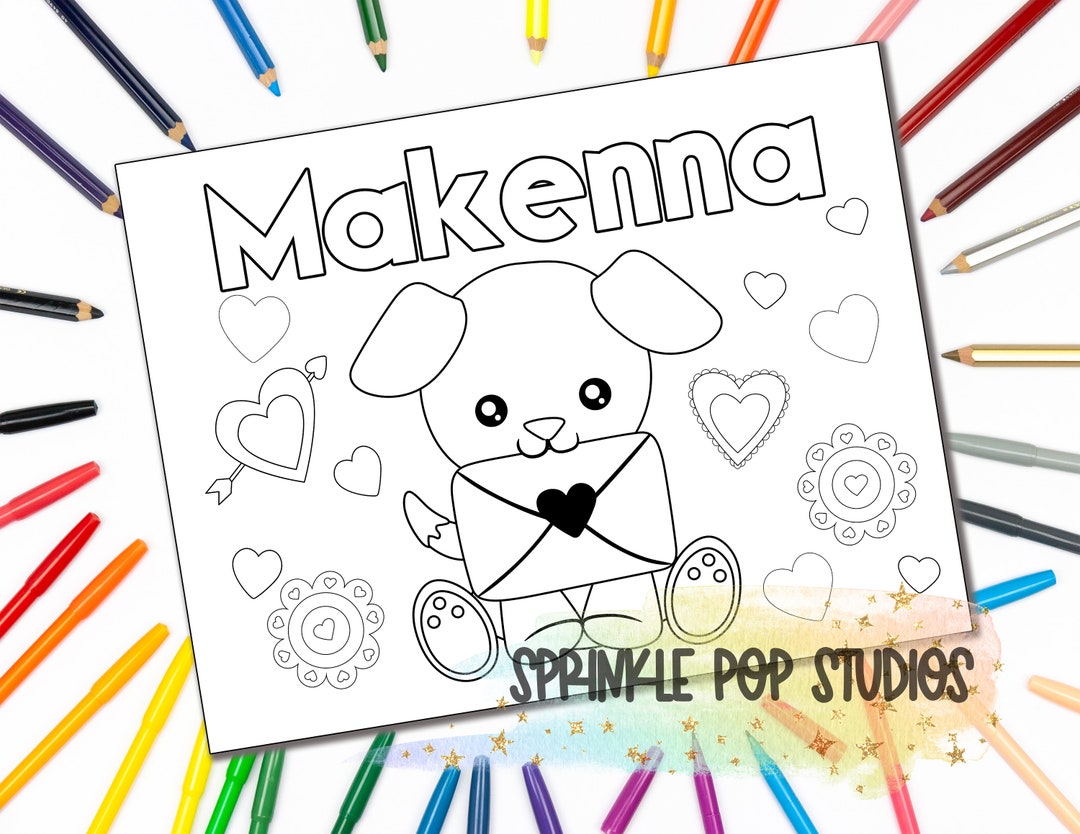 Personalized Coloring Page ~ Puppy Love ~ Custom Coloring Book Page ...