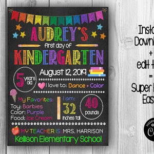EDITABLE First Day of School Chalkboard Sign Poster Easily - Etsy