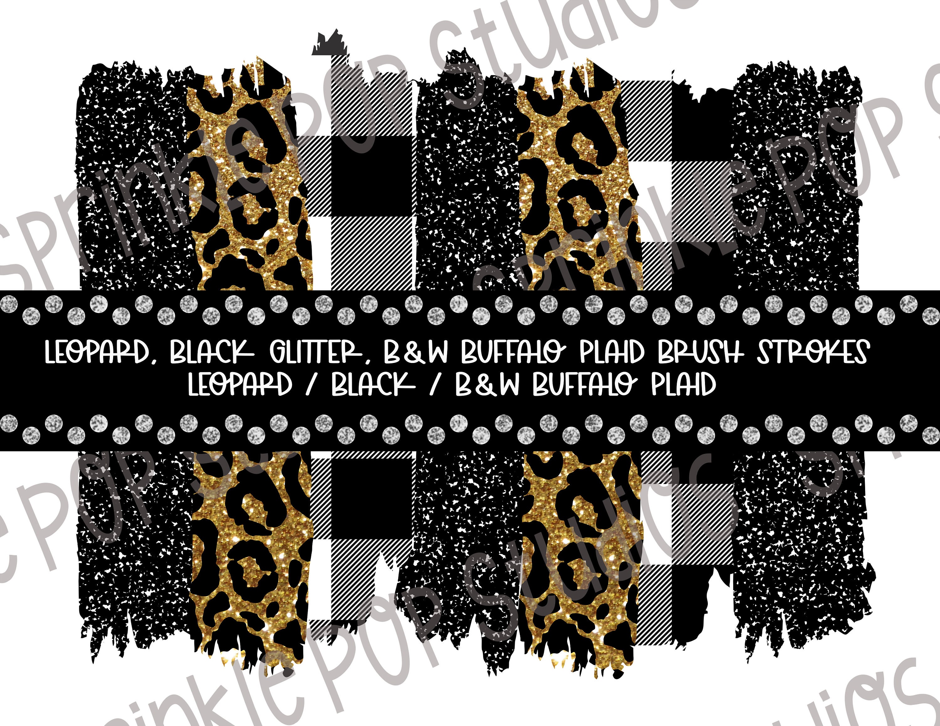Black Glitter / Buffalo Plaid / Leopard Glitter ~ Brush Stroke ...