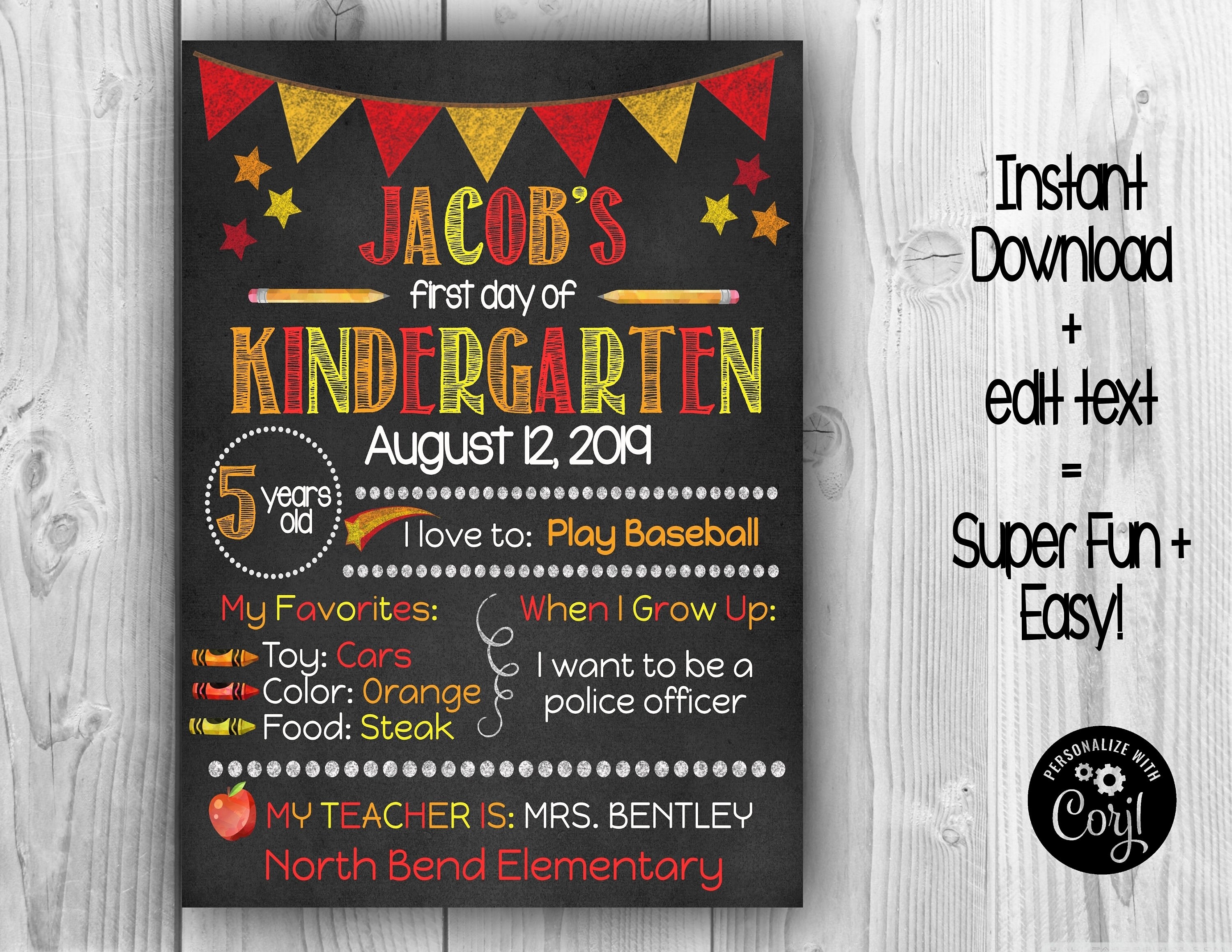 EDITABLE First Day of School Chalkboard Sign Poster When I | Etsy