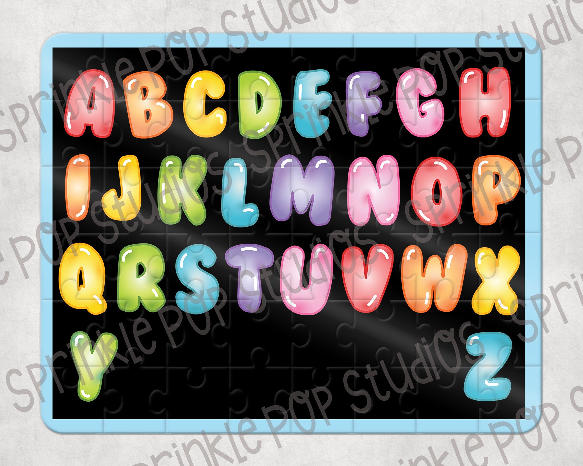 Rainbow Alphabet Sublimation Design Template ABC Blue and | Etsy