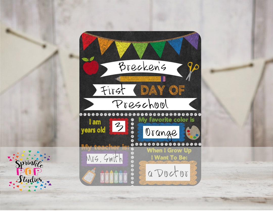 Colorful Chalkboard First and Last Day of School Sign ~ Dry Erase Board ...