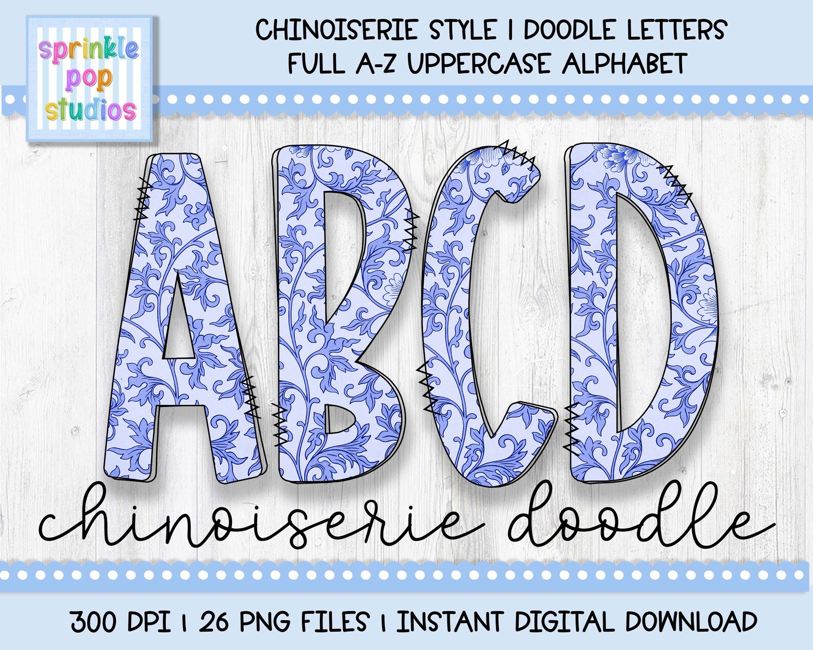 Doodle Alphabet Chinoiserie Doodle Letters Style 1 - Etsy