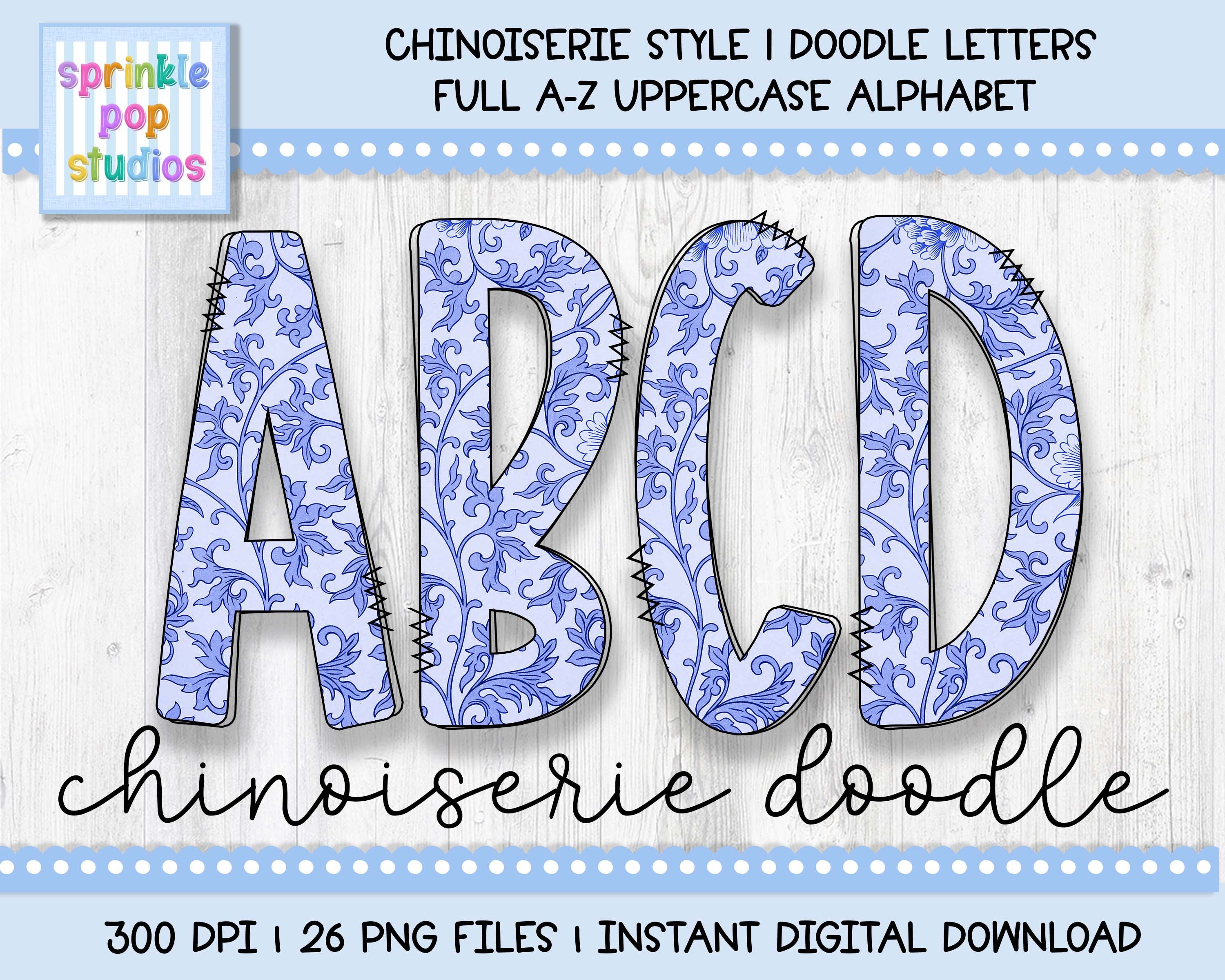 Doodle Alphabet Chinoiserie Doodle Letters Style 1 Alphabet Font ...
