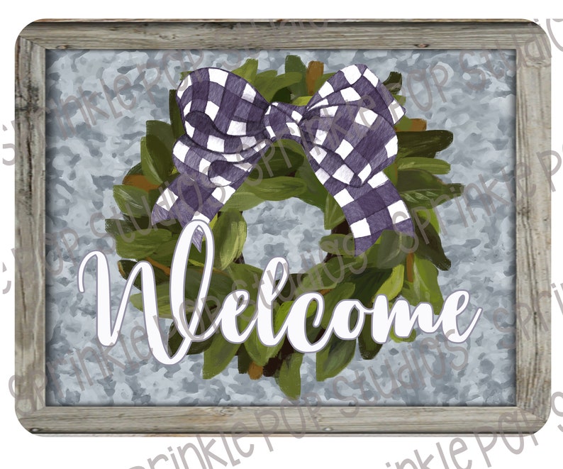 Galvanized Wood Frame Welcome Sign ~ Magnolia Wreath ~ Buffalo Plaid ...