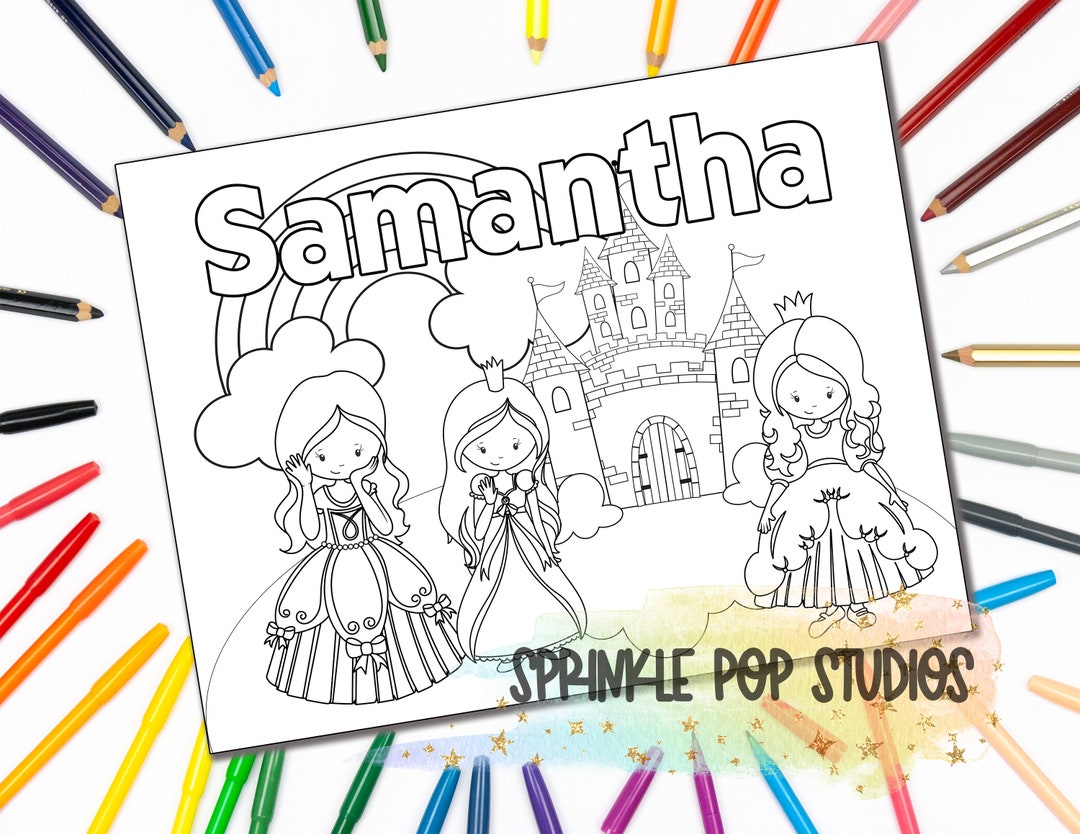 Personalized Coloring Page ~ Princesses ~ Custom Coloring Book Page ...