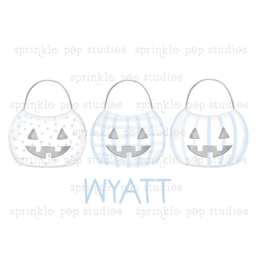 Blue Pumpkin Pails Watercolor Clipart | PNG | Sublimation Digital ...