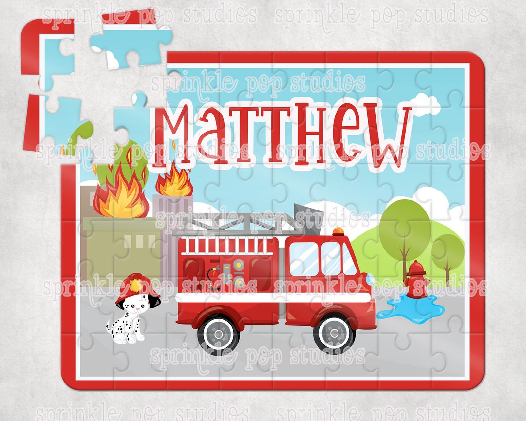 Firefighter Puzzle Sublimation Design Template ~ Fireman Puzzle ...