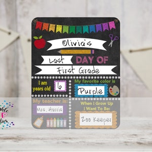Colorful Chalkboard First and Last Day of School Sign ~ Dry Erase Board ...