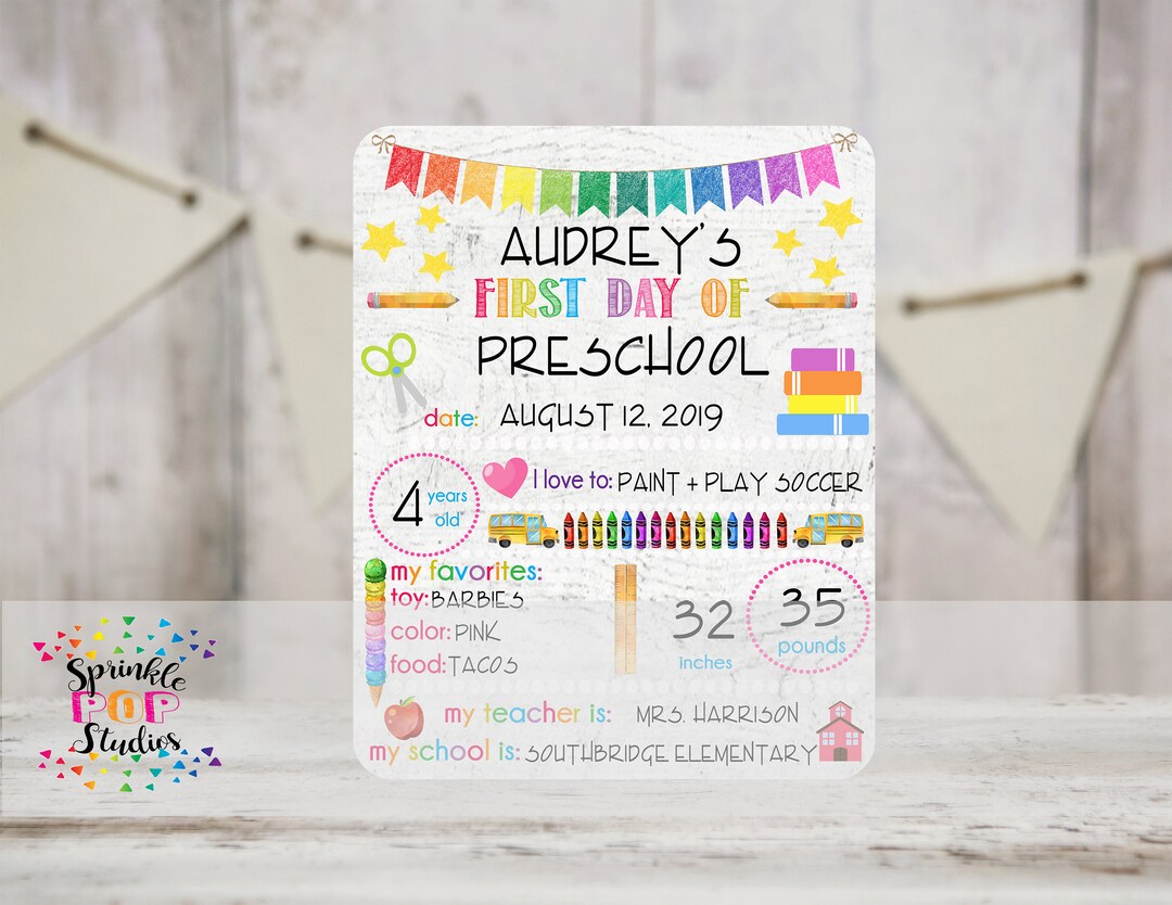 Colorful Chalkboard First Day of School Sign ~ Dry Erase Board ...