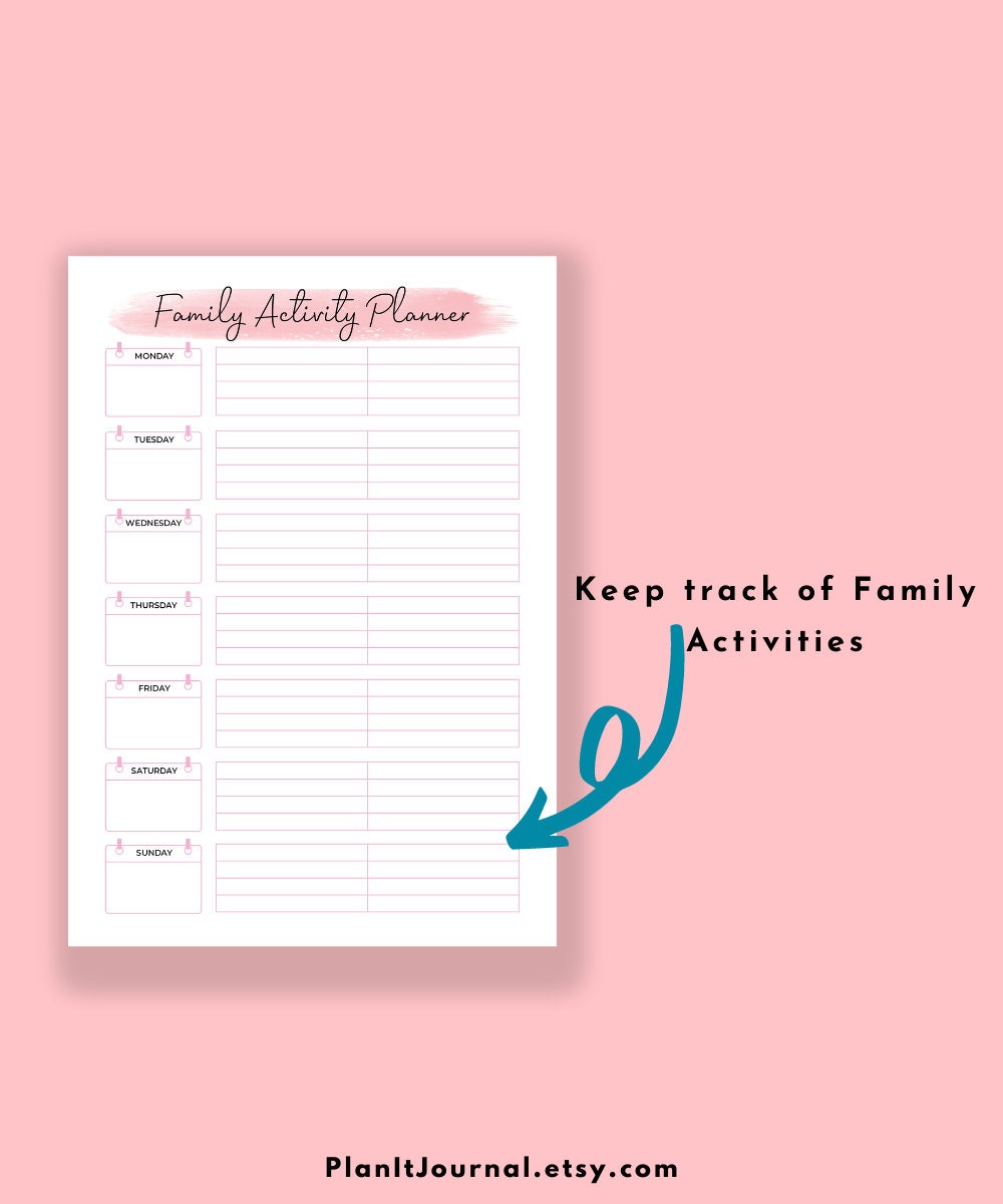 Family Activity Planner Printable Family Organizer Digital - Etsy UK