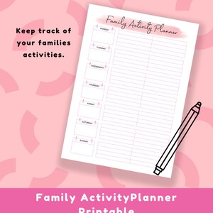 Family Activity Planner Printable | Family Organizer | Digital Download ...