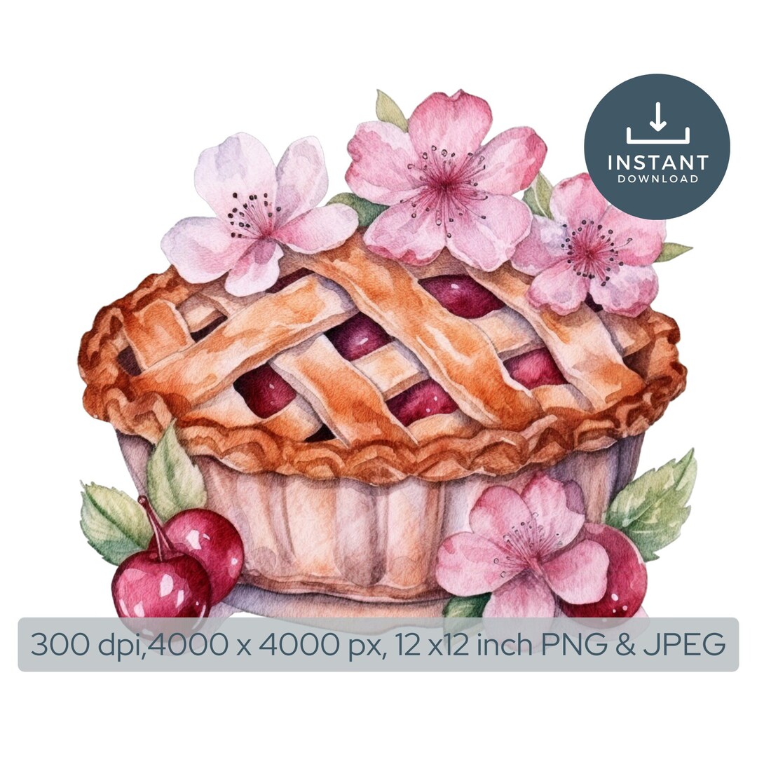 Cherry Pie Clipart Set Instant Download PNG JPG Files Baking Clipart ...