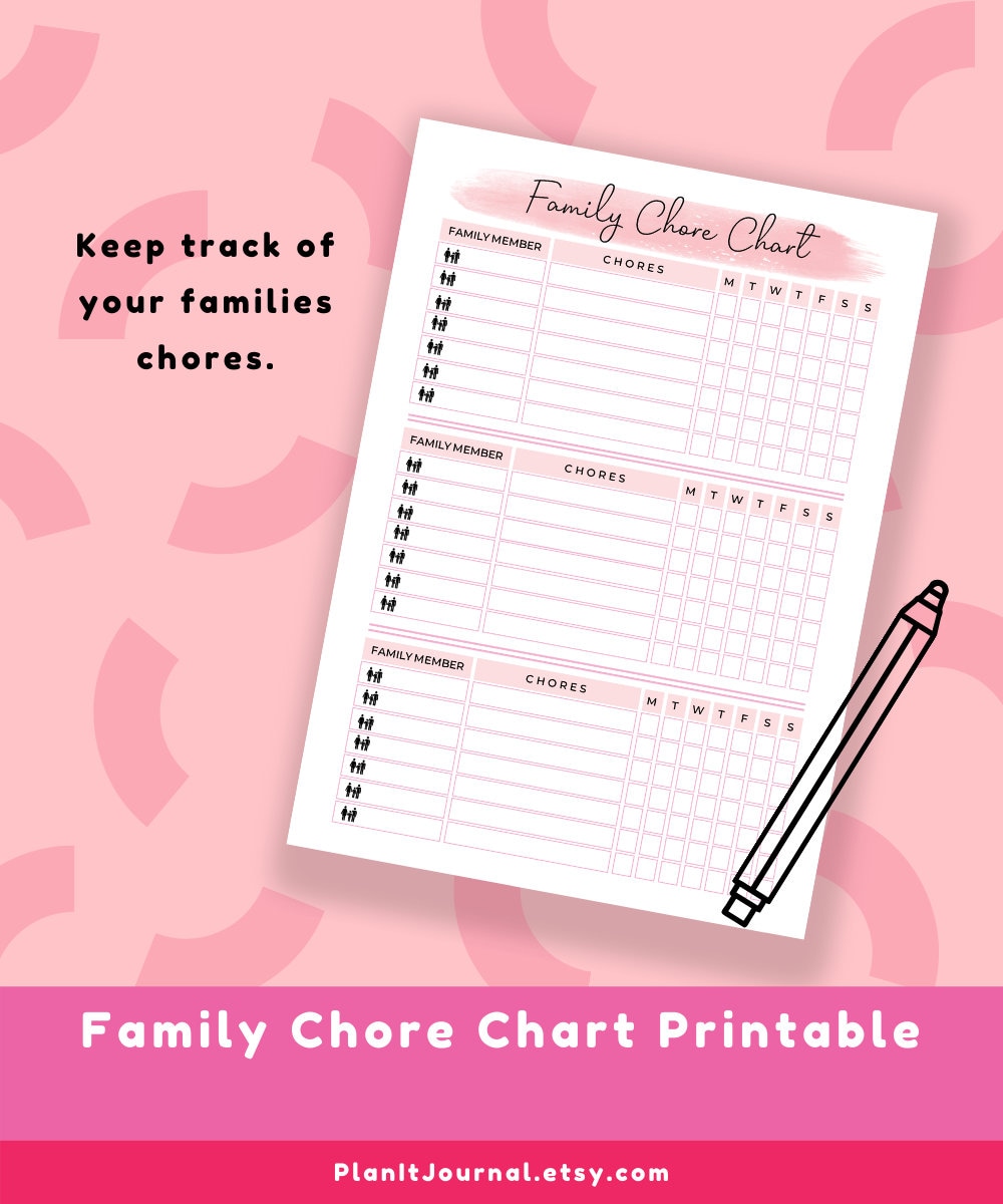 Family Chore Chart PDF Children's Chore Chart Chore Chart Weekly Chore ...