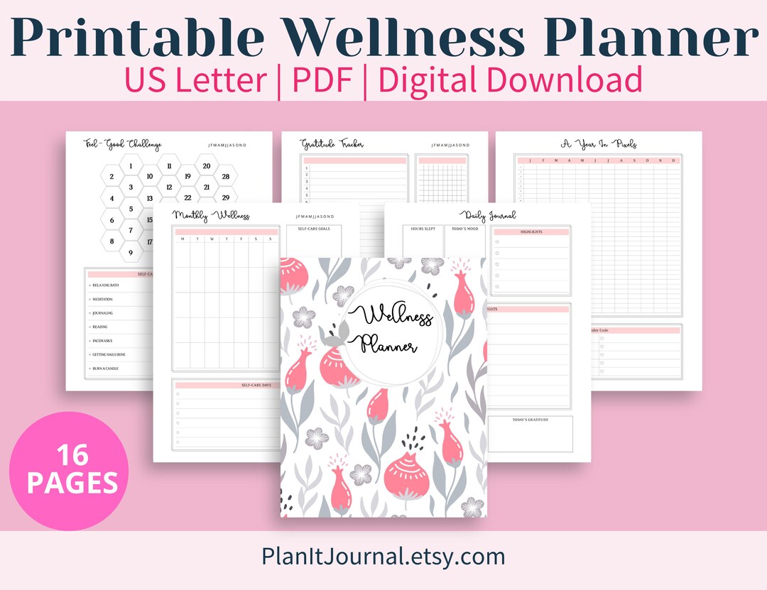 Printable Wellness Planner, US Letter - Etsy