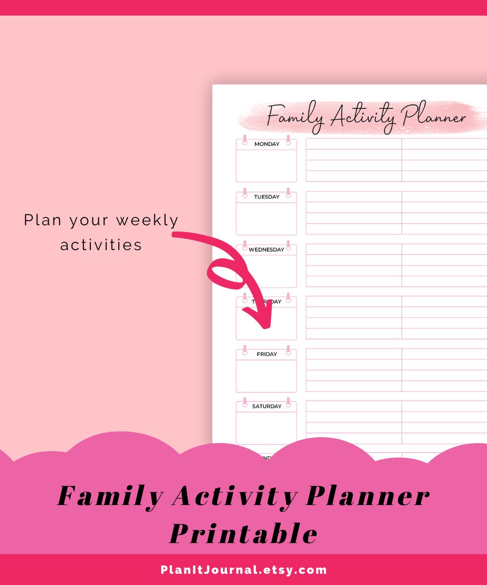Family Activity Planner Printable Family Organizer Digital - Etsy UK