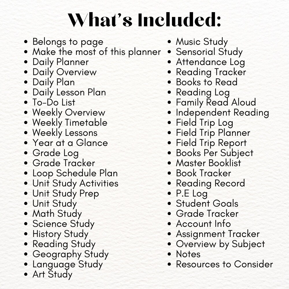 Comprehensive Printable Homeschool Planner With Loop Schedule, Binder ...