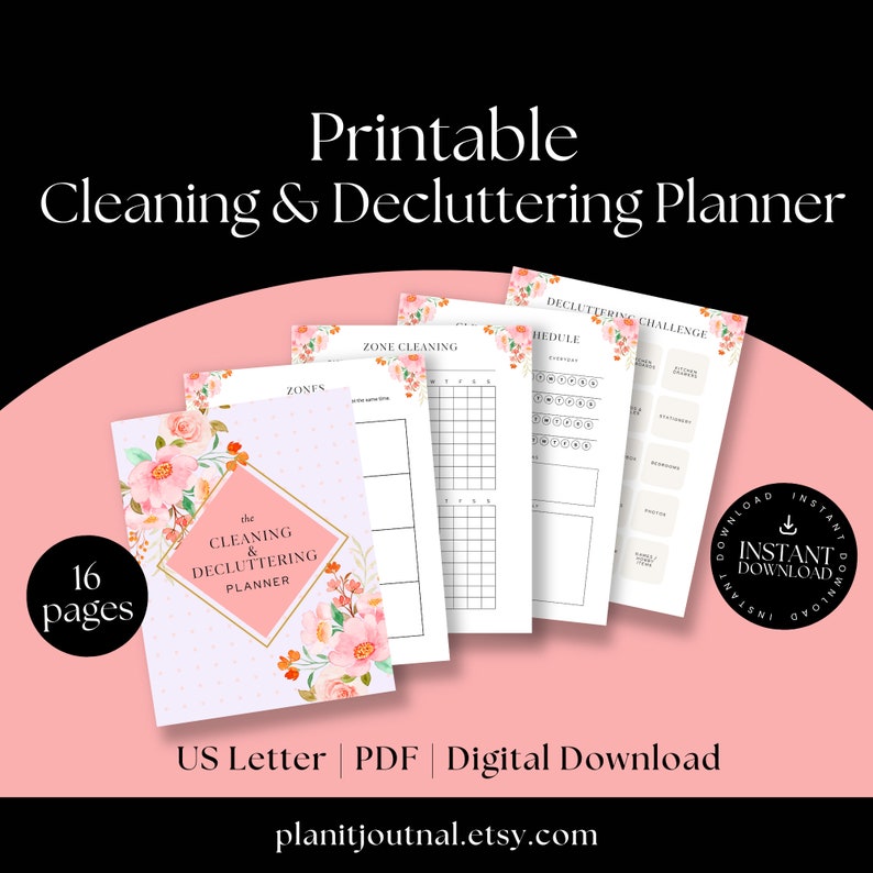 Printable Cleaning and Decluttering Planner, Cleaning Schedule ...