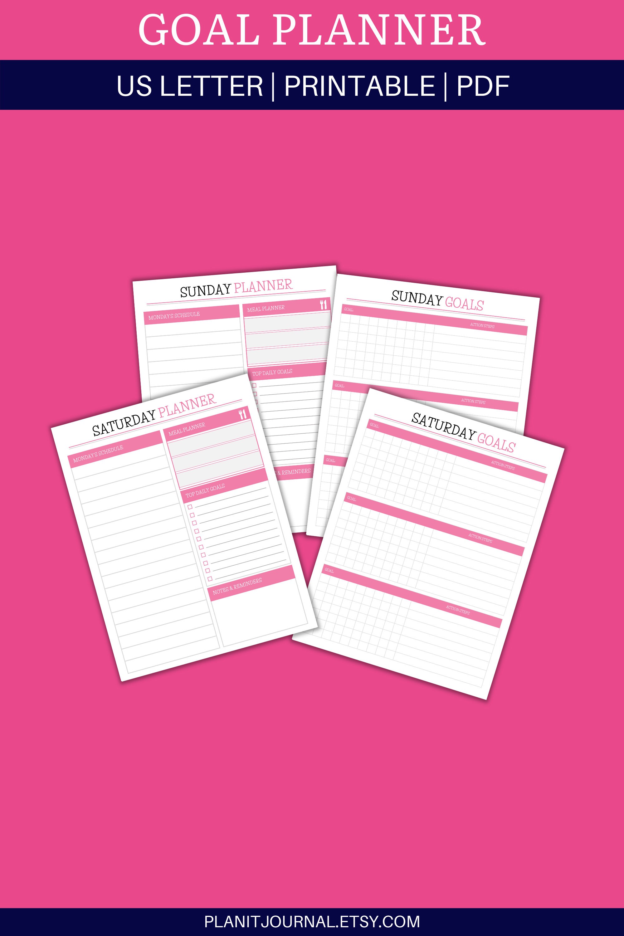 Weekly Goal Planner Printable | PDF |digital Download - Etsy
