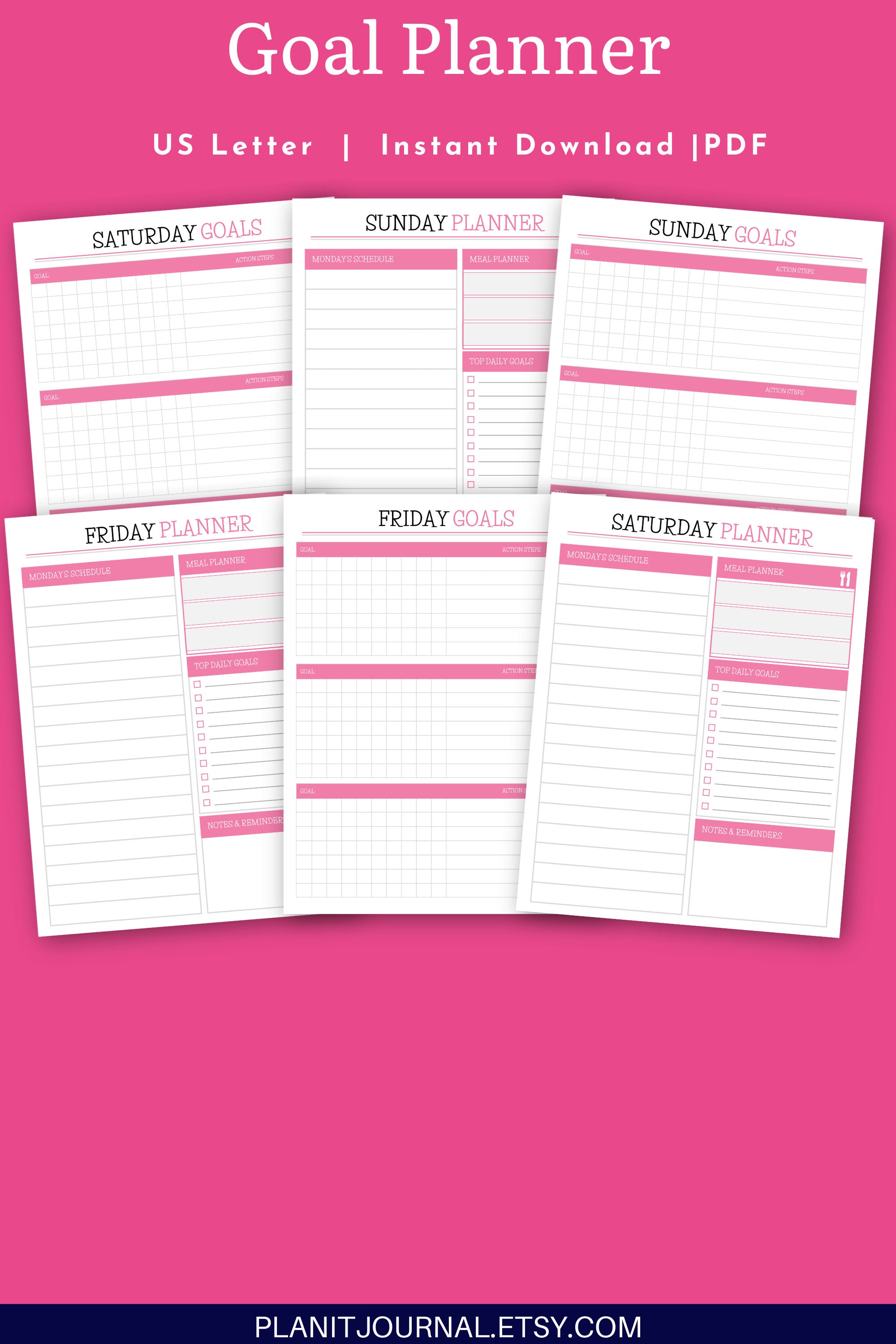 Weekly Goal Planner Printable | PDF |digital Download - Etsy