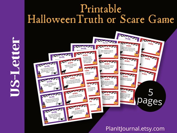 Printable Halloween Truth or Scare Game Halloween Game US - Etsy