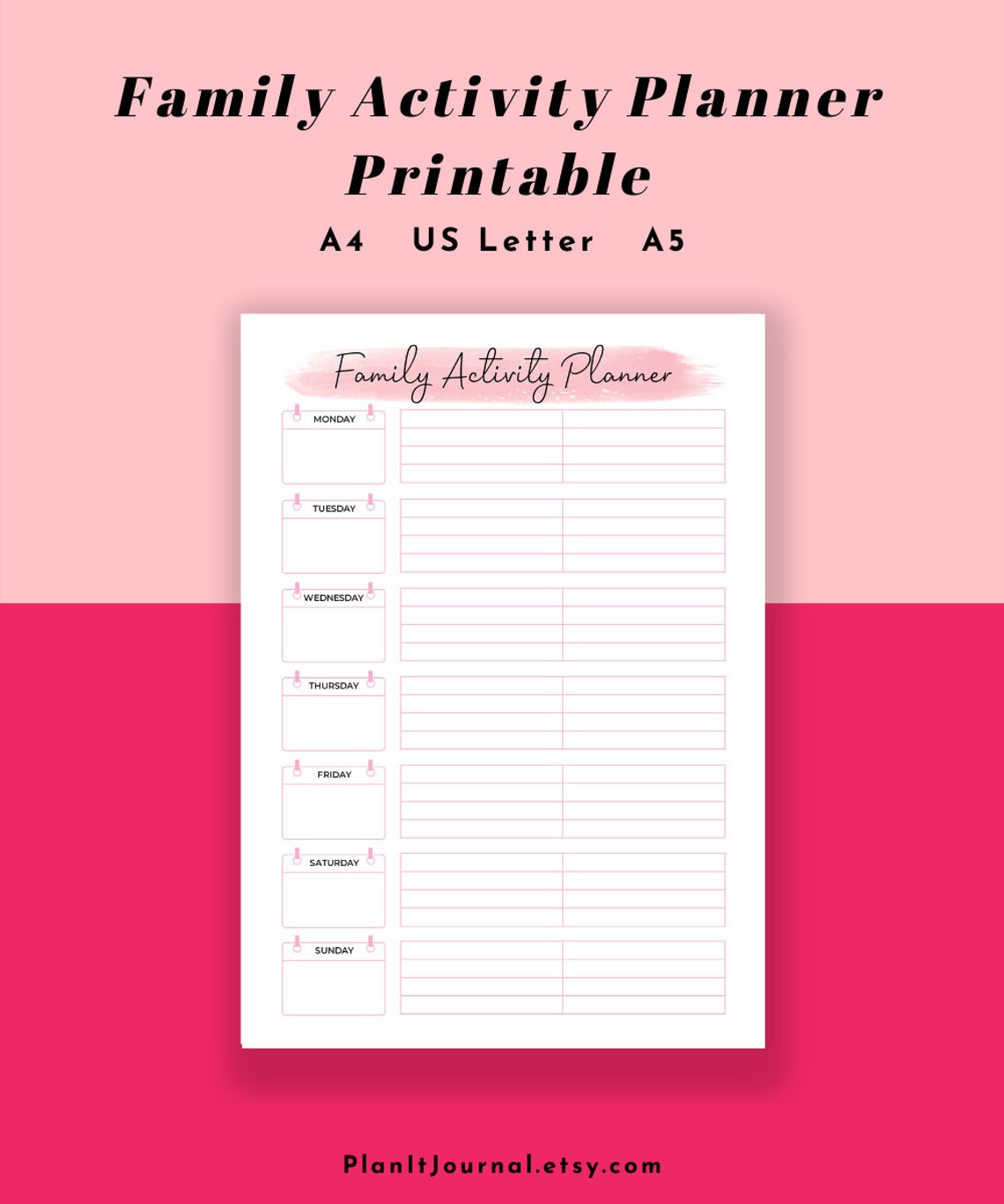 Family Activity Planner Printable Family Organizer Digital - Etsy UK