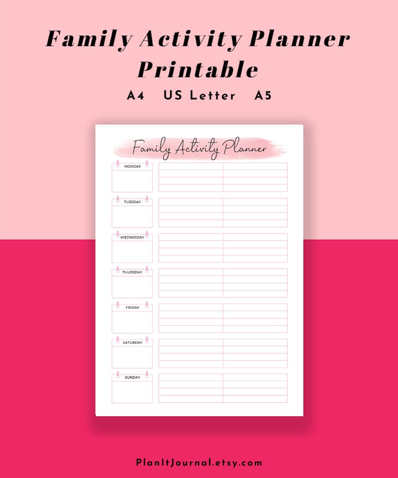 Family Activity Planner Printable Family Organizer Digital - Etsy UK