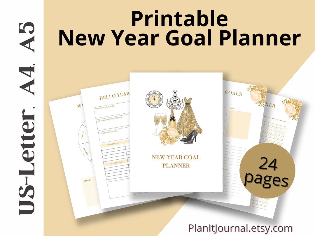 Printable New Year Goal Planner, Us-letter, A4, A5, Pdf,digital ...