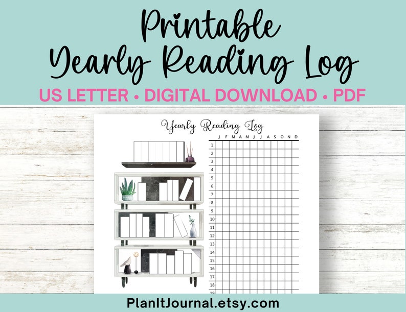 Yearly Reading Log Printable, Reading Log, Book Tracker,reading ...