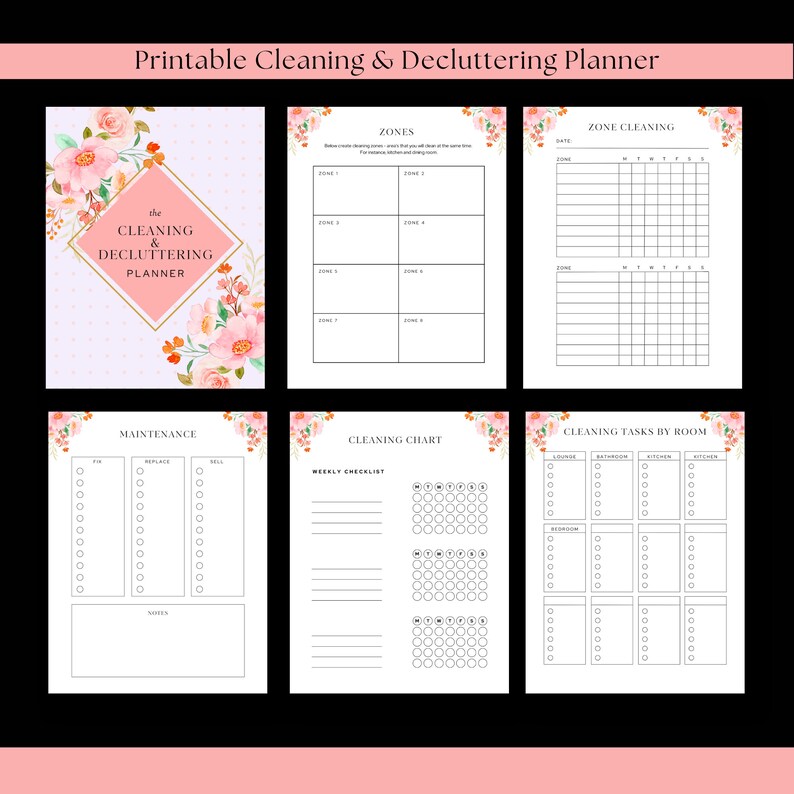 Printable Cleaning and Decluttering Planner, Cleaning Schedule ...
