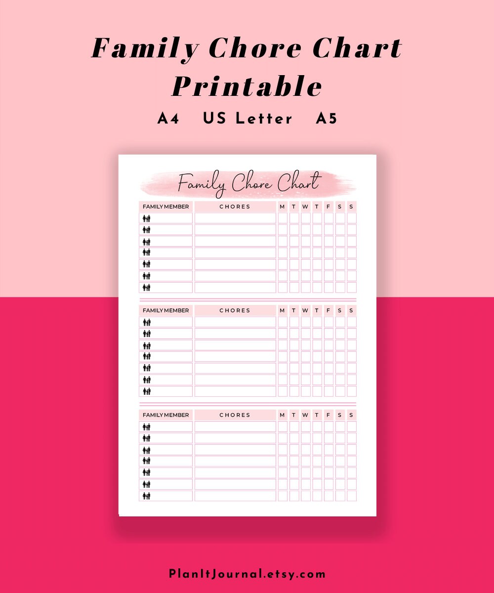 Family Chore Chart PDF Children's Chore Chart Chore Chart Weekly Chore ...