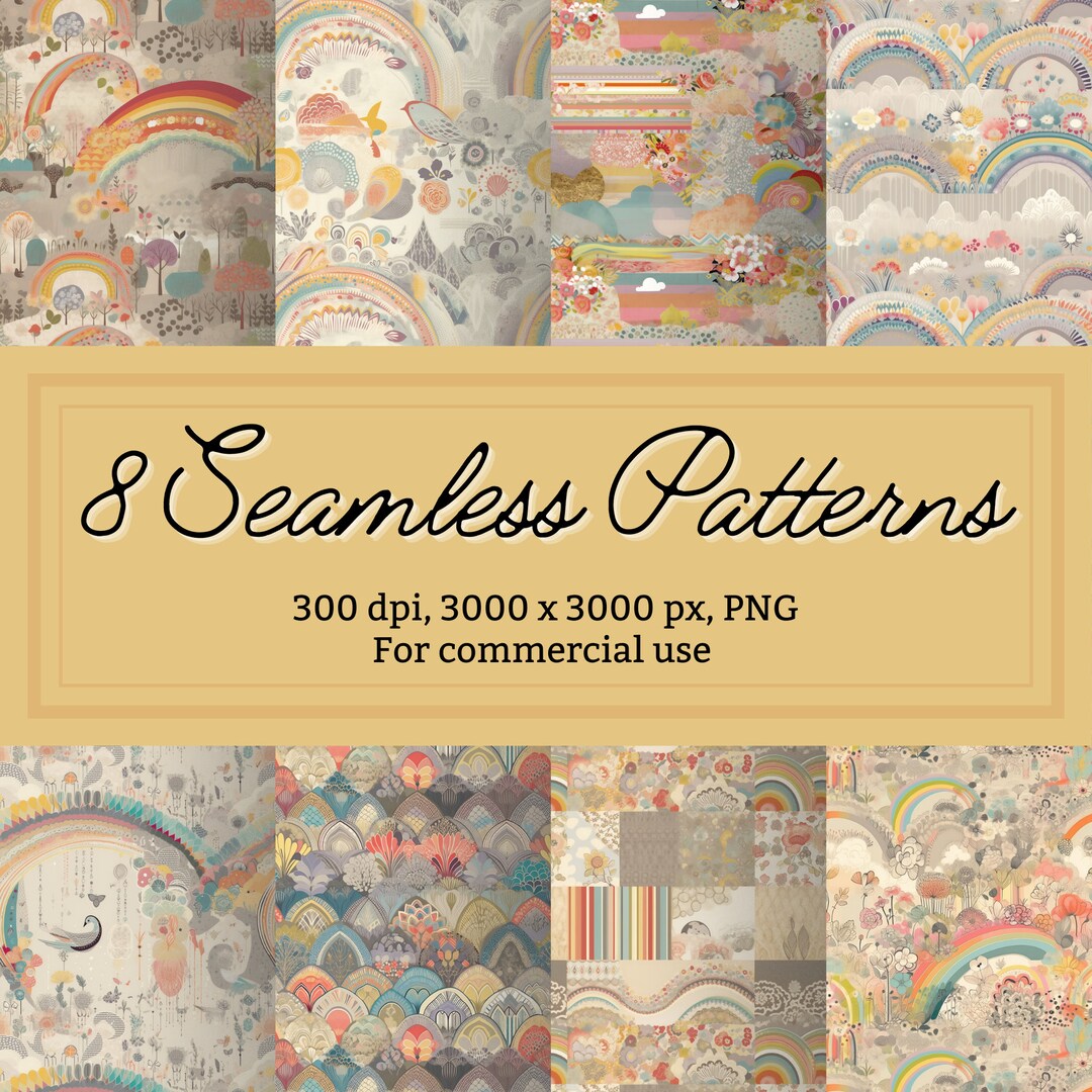 Boho Rainbow Seamless Pattern Crafted With the Aid of AI Technology ...