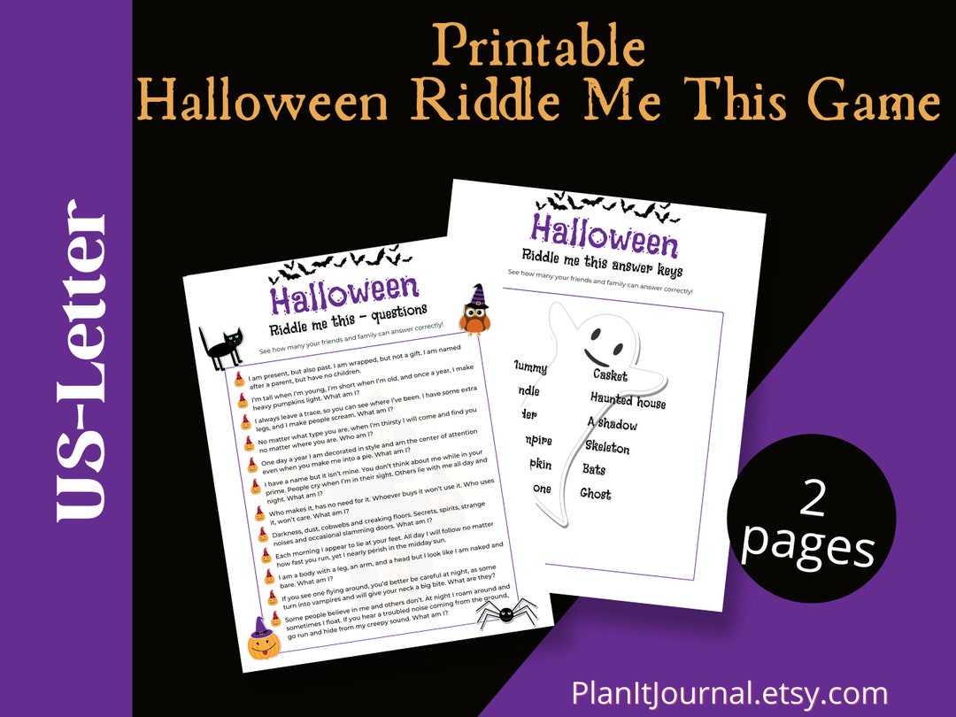 Printable Halloween Riddle Game: US Letter Size (digital Download) - Etsy