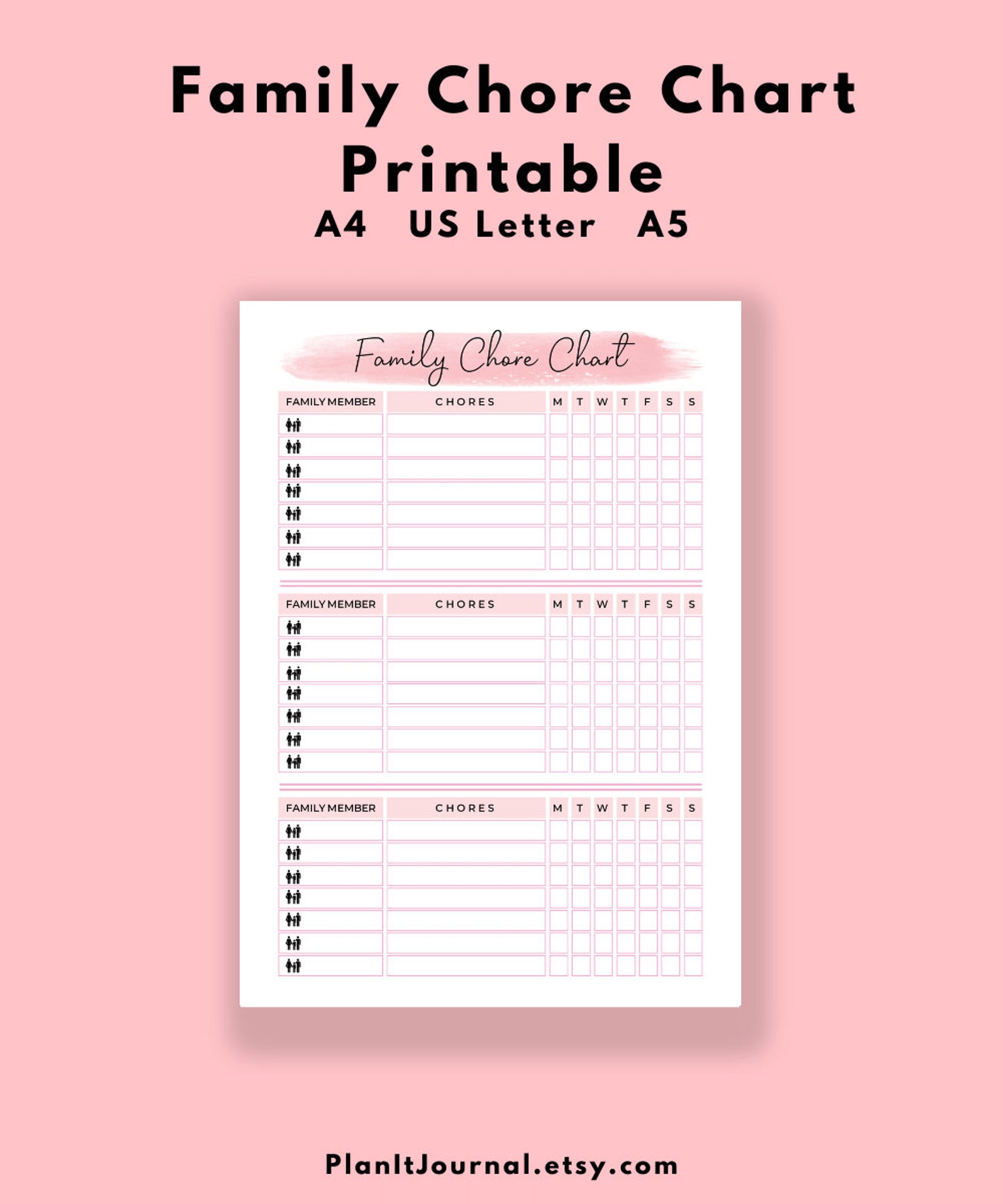 Family Chore Chart PDF Children's Chore Chart Chore Chart Weekly Chore ...