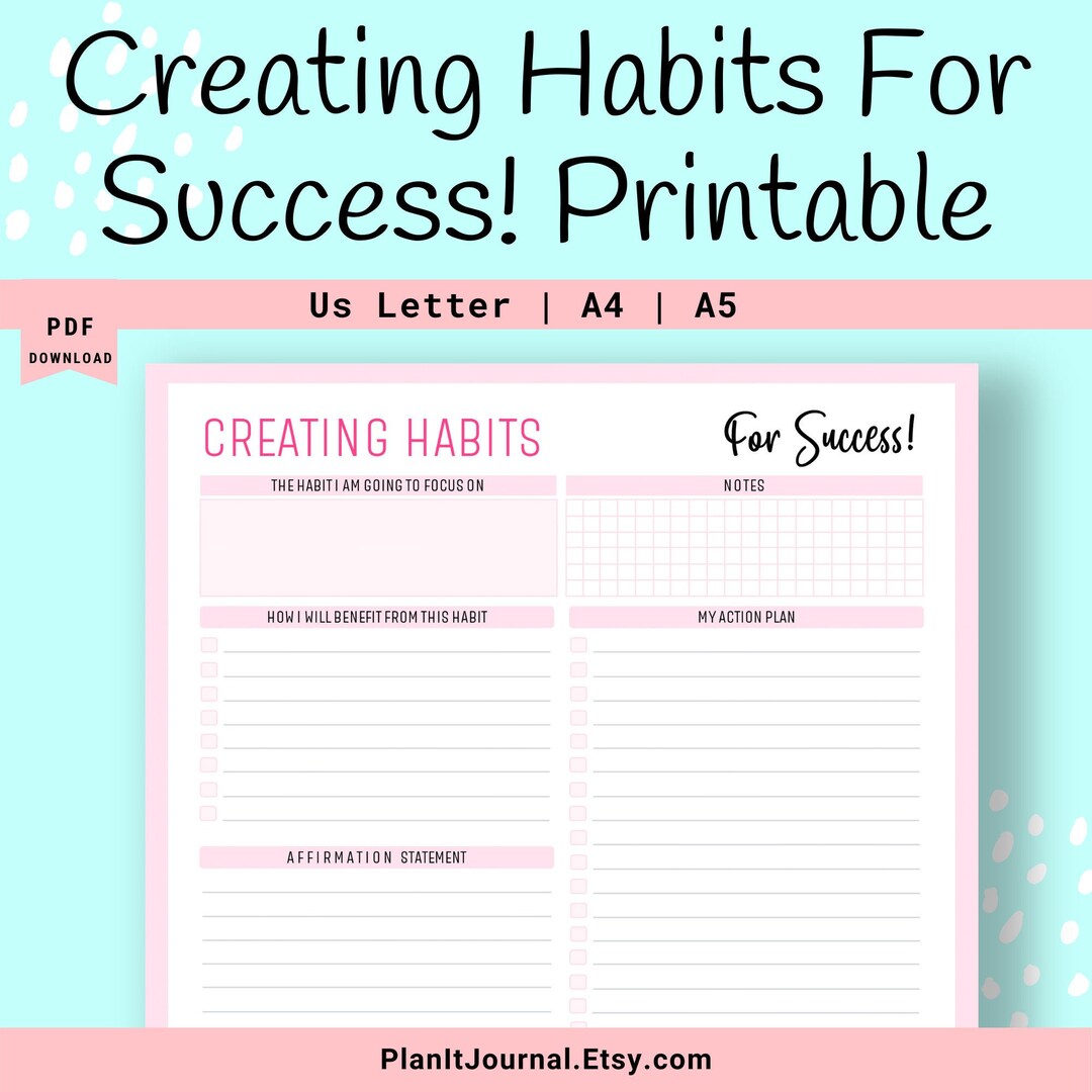 Creating Habits for Success! Printable PDF, Digital Download - Etsy