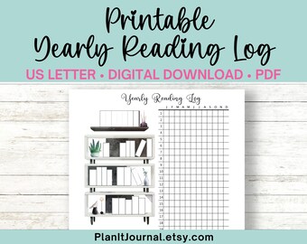 Yearly Reading Log Printable Book Log Reading Planner Track Annual ...