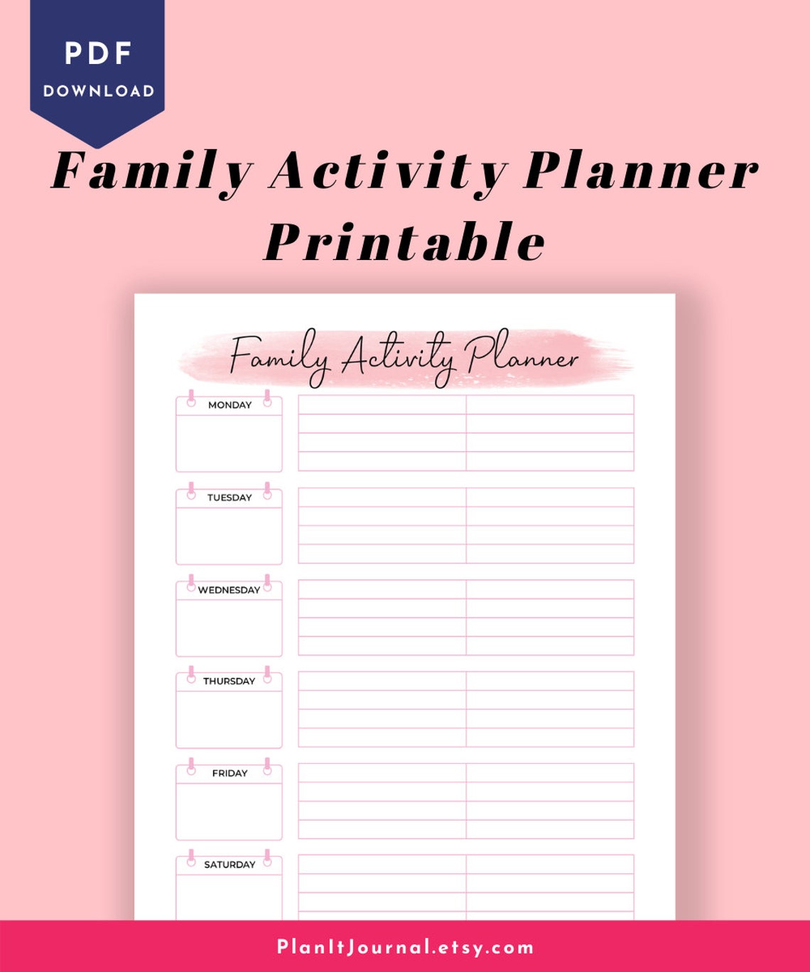 Family Activity Planner Printable Family Organizer Digital - Etsy UK