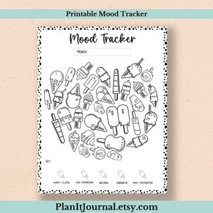 Ice Cream Monthly Mood Tracker Printable, Digital Download, US Letter ...