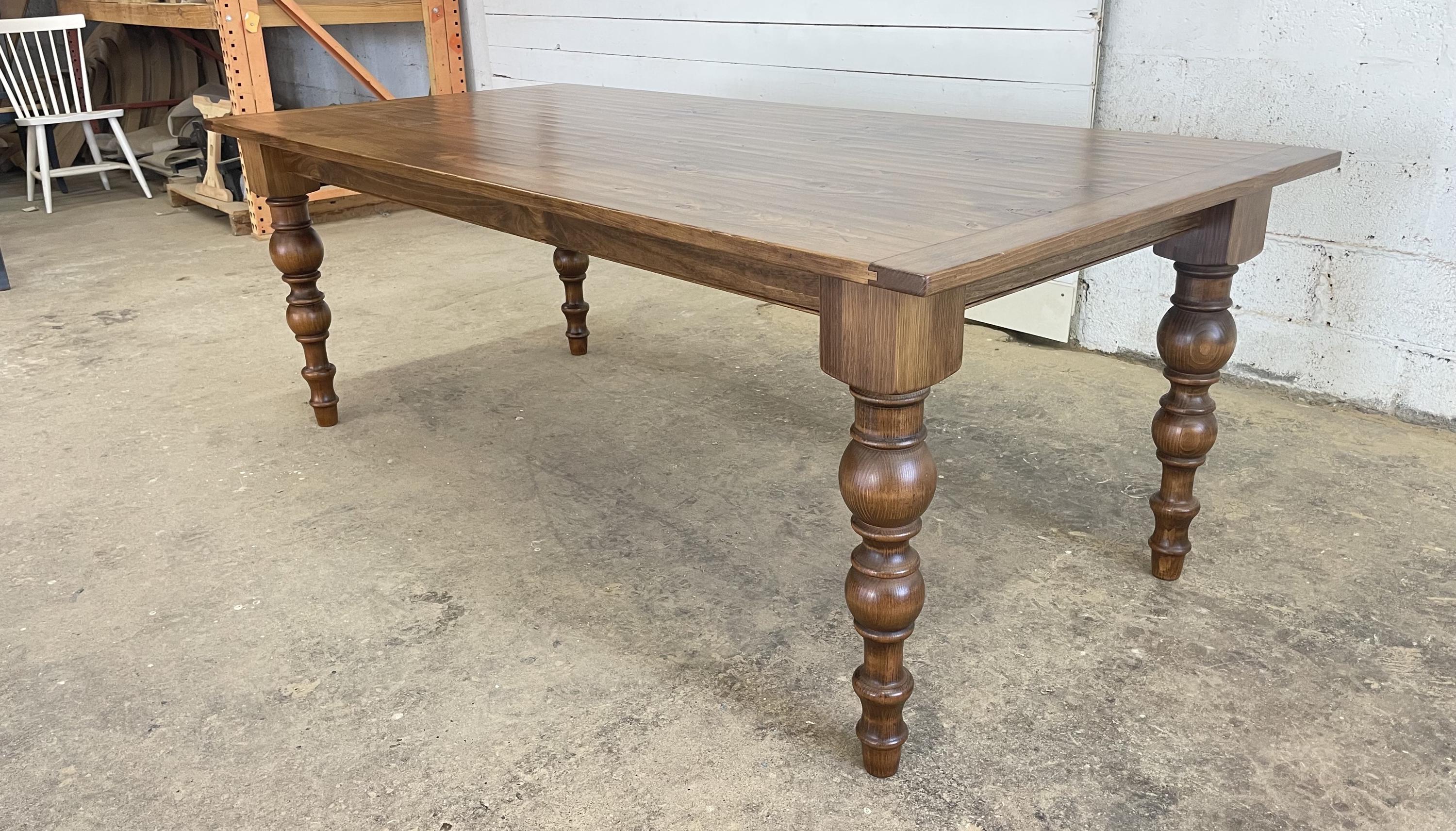 Modern Farmhouse Table Rustic Pine Large Turned Table Legs 7'x40" - Etsy