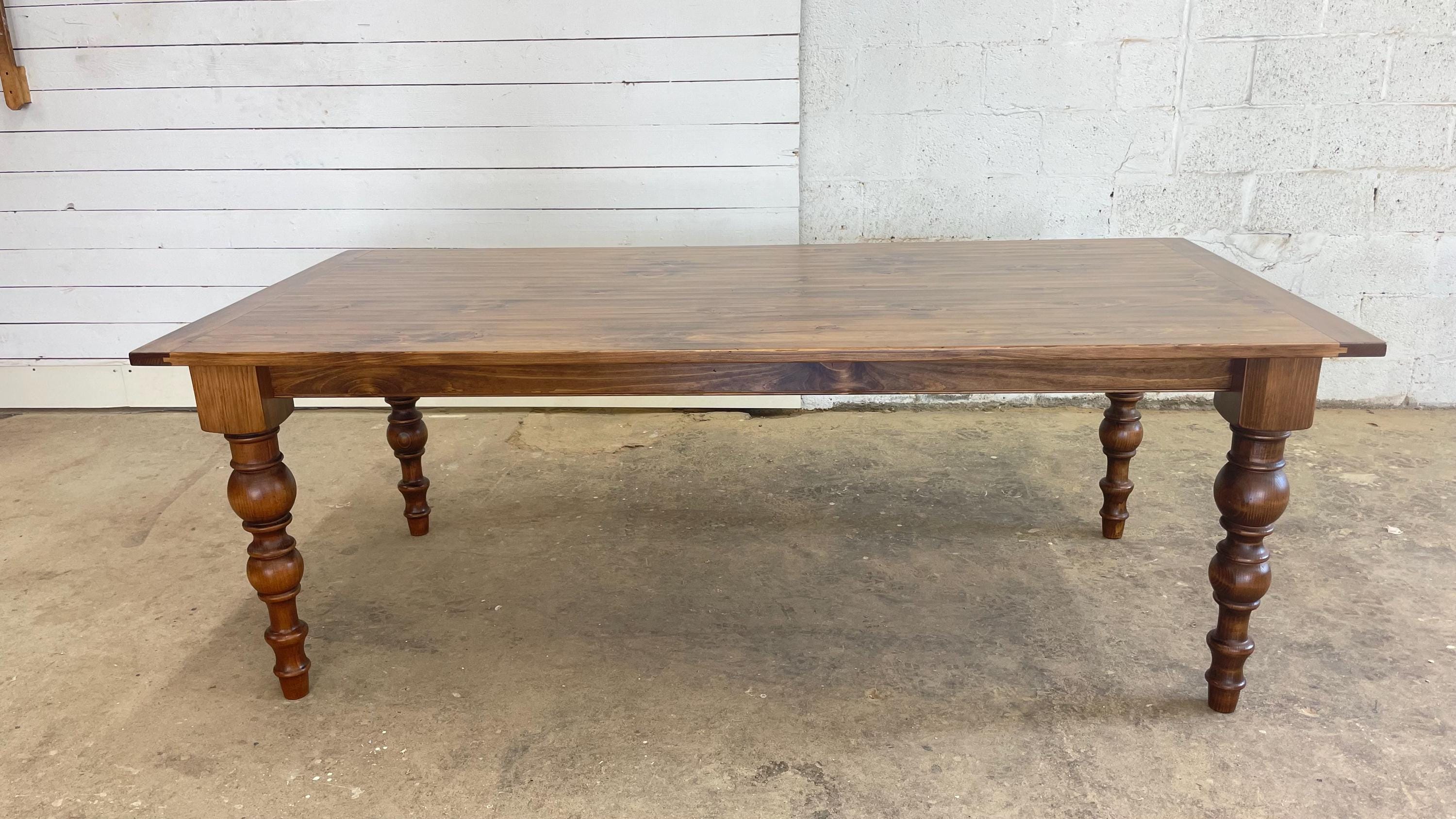Modern Farmhouse Table Rustic Pine Large Turned Table Legs 7'x40" - Etsy