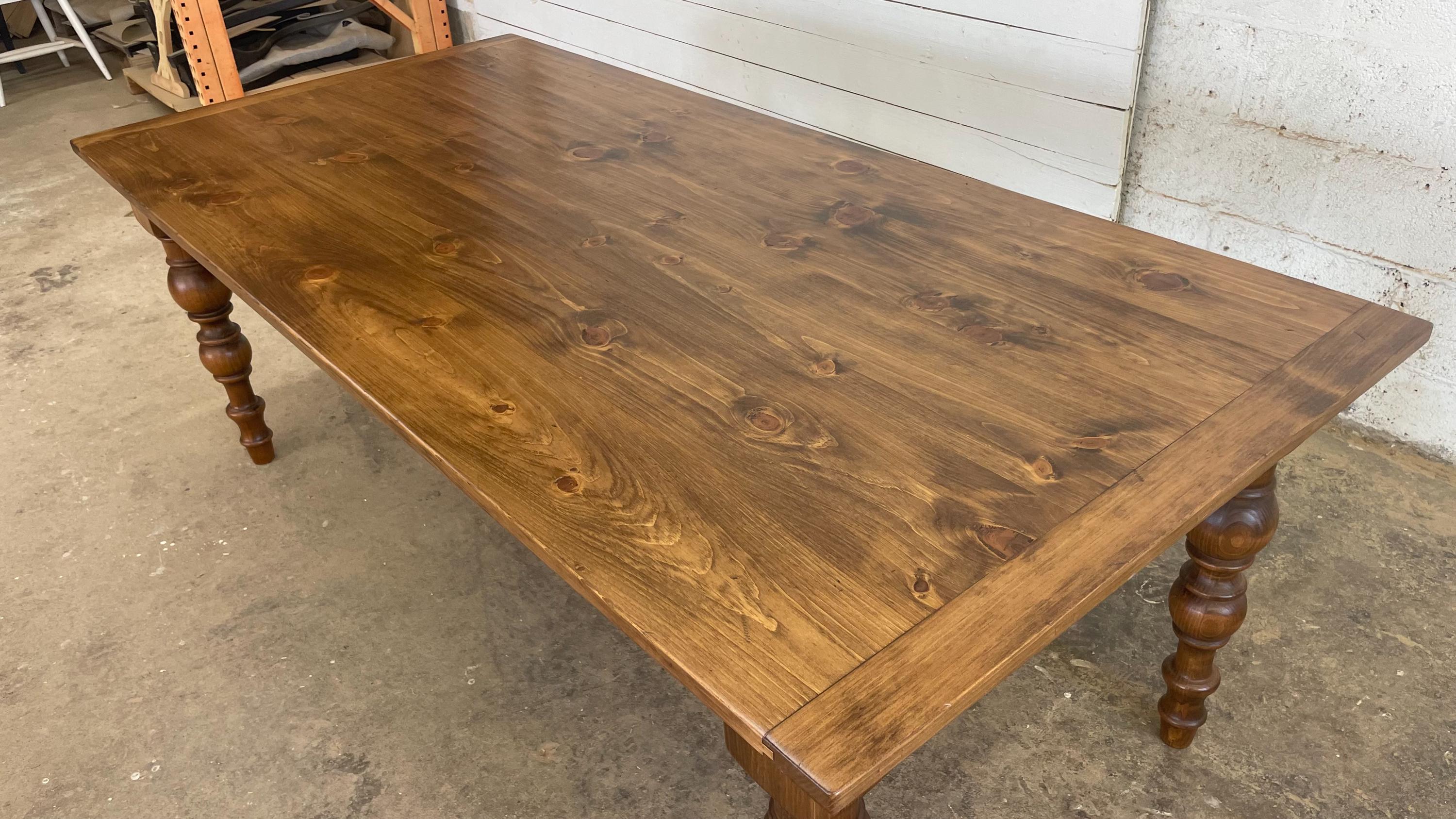 Modern Farmhouse Table Rustic Pine Large Turned Table Legs 7'x40" - Etsy