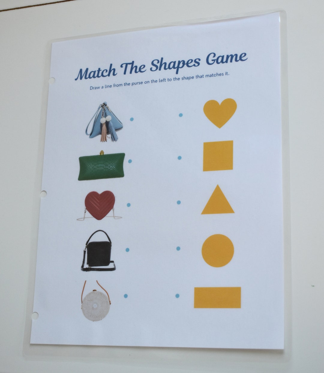 Printable Busy Book Page-purse Shape Match Game-math-activities for ...
