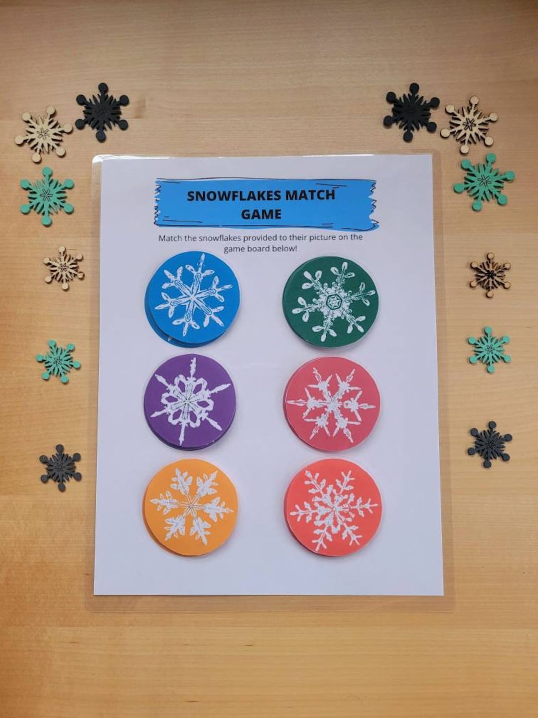 Snowflake Matching Game, Printable Toddler Worksheet, Homeschool ...
