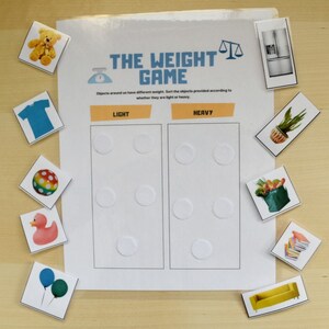 Preschool Printable Weight Sorting Game, Busy Book Page, Physics ...