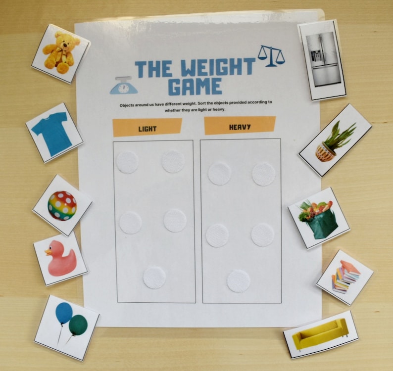 Weight Sorting Game: Preschool Printable Activity (PDF Download) - Etsy